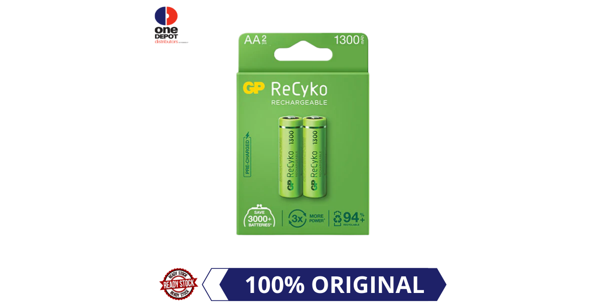GP ReCyko Rechargeable Battery 1300mAh AA (2 Battery Pack) | One Depot ...